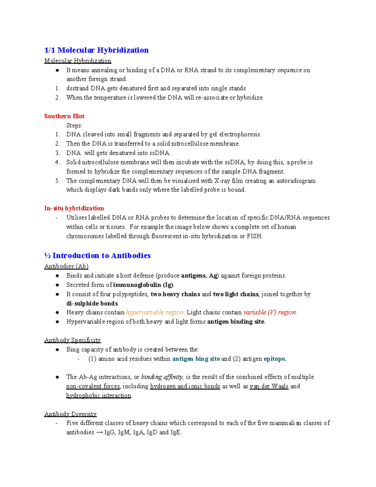 MCB 2050 Tutorial 1 - 1/1 Molecular Hybridization Molecular ...