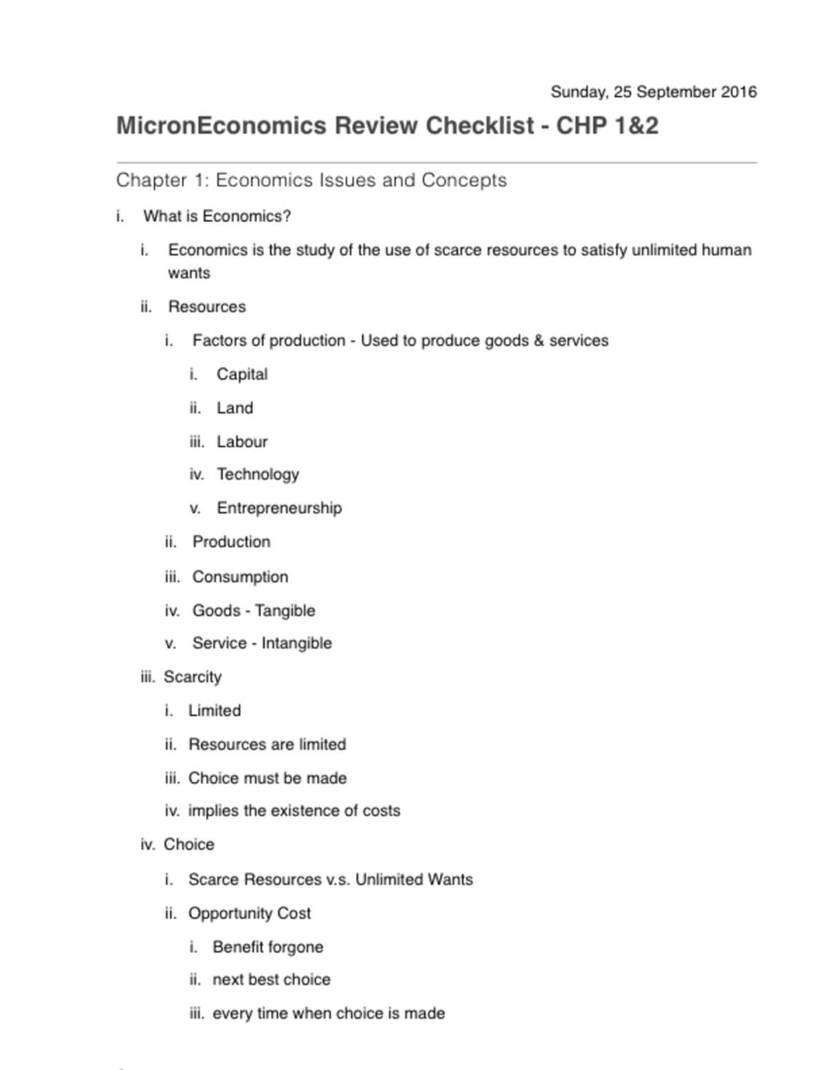 Summary Microeconomics - Chapter 1&2 summary - ECON 101 - Studocu