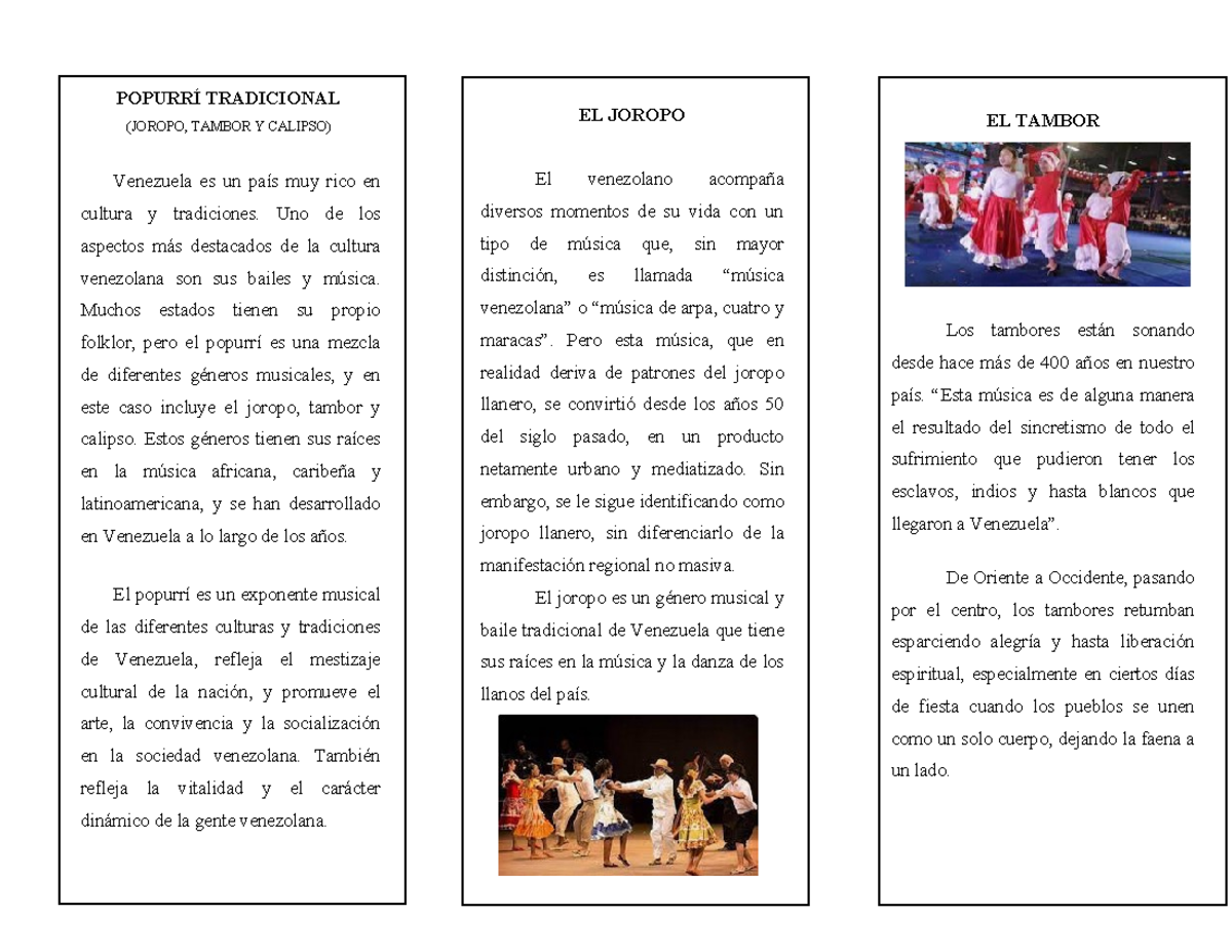 Triptico Castellano Sebastian - POPURRÍ TRADICIONAL (JOROPO, TAMBOR Y ...