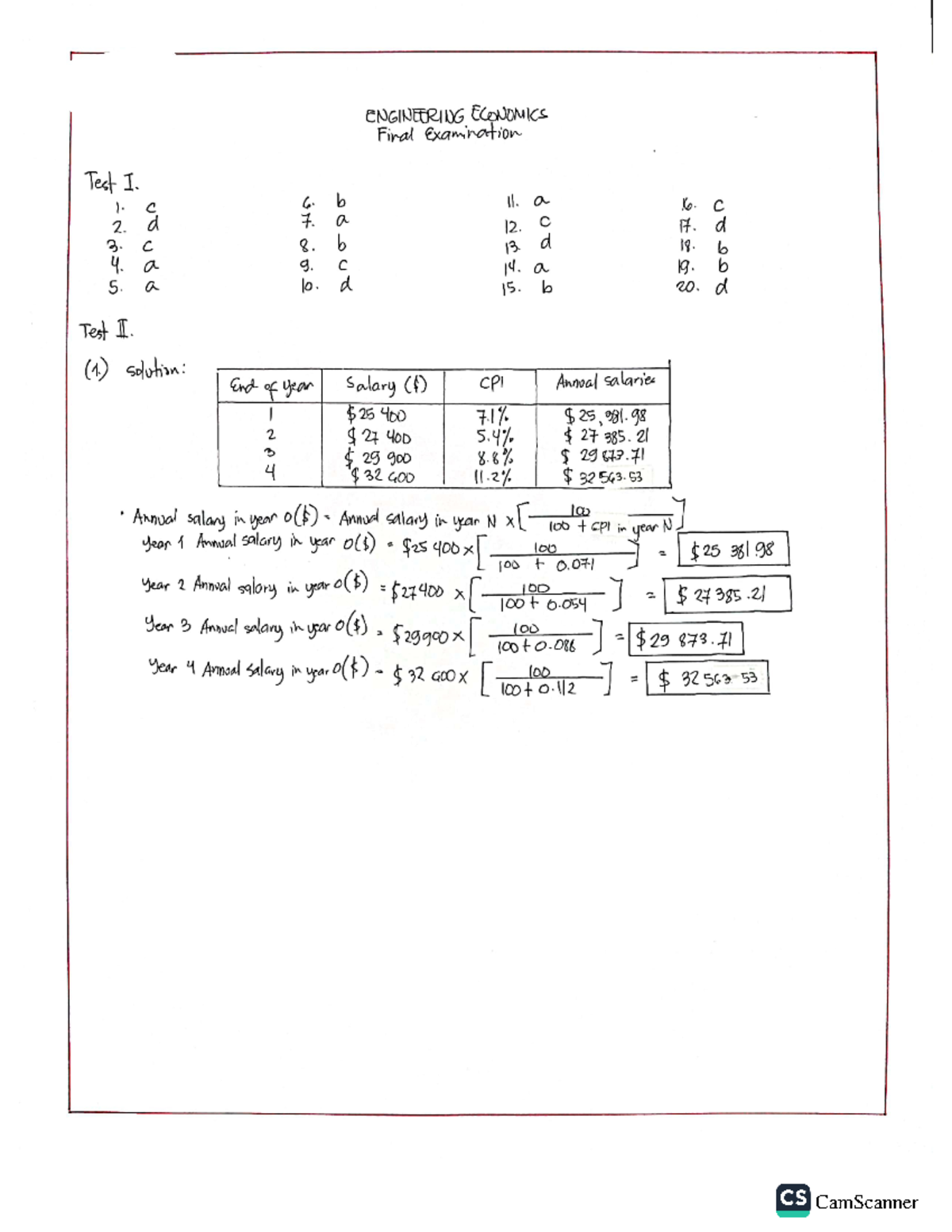 Engineering Economics - Final Examination - Mechanical Engineering - CamScanner CamScanner - Studocu