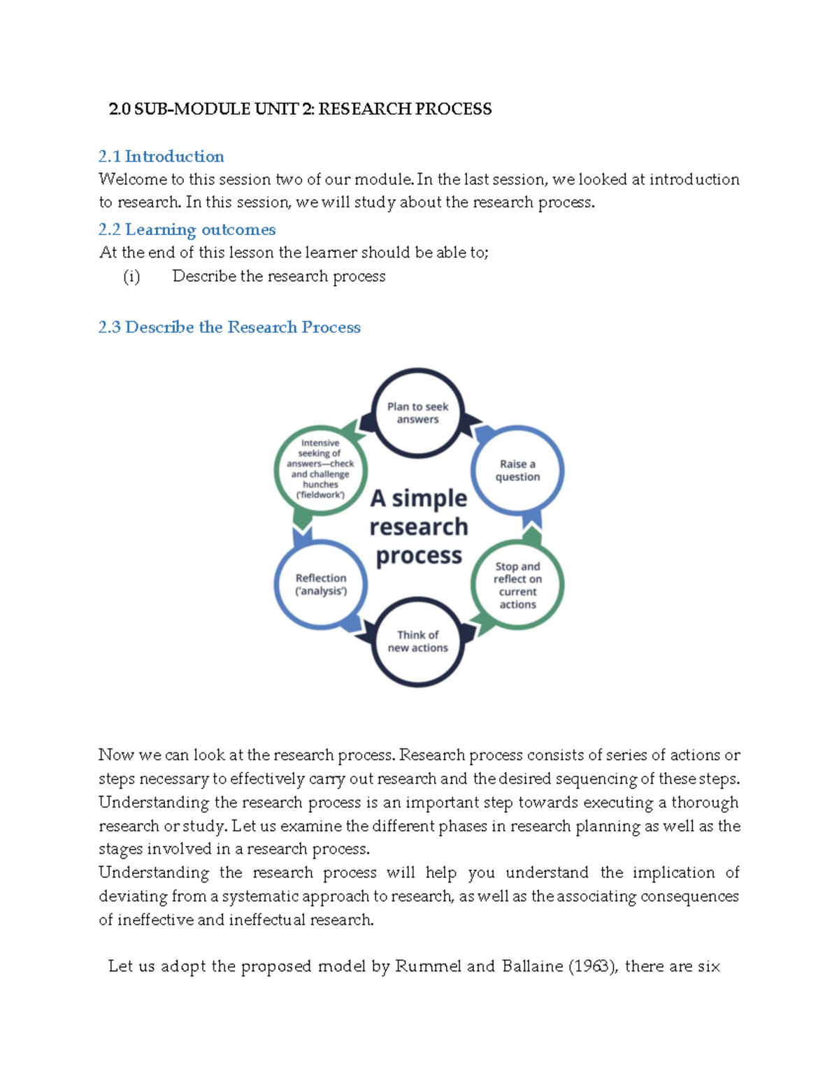Research Process - Revision purposes - 2 SUB-MODULE UNIT 2: RESEARCH ...