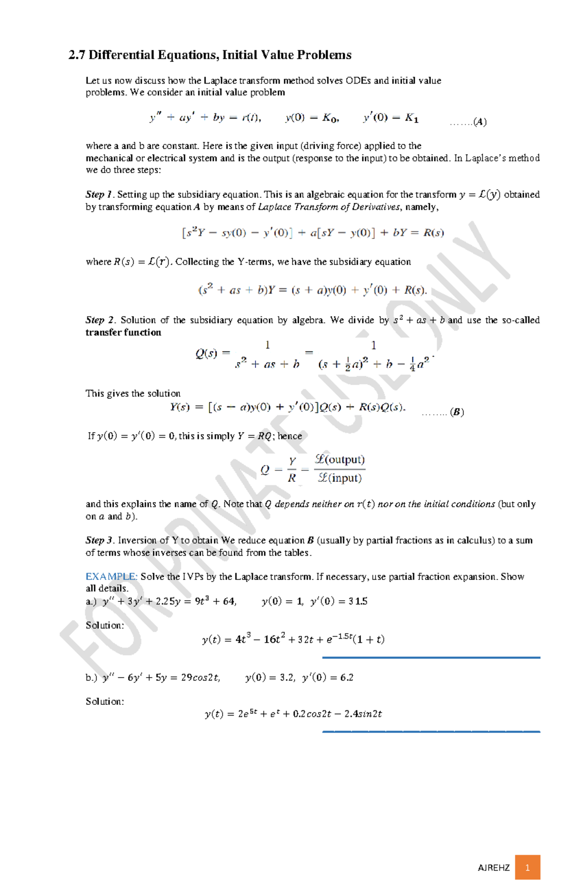 File - 2 Differential Equations, Initial Value Problems Let us now ...