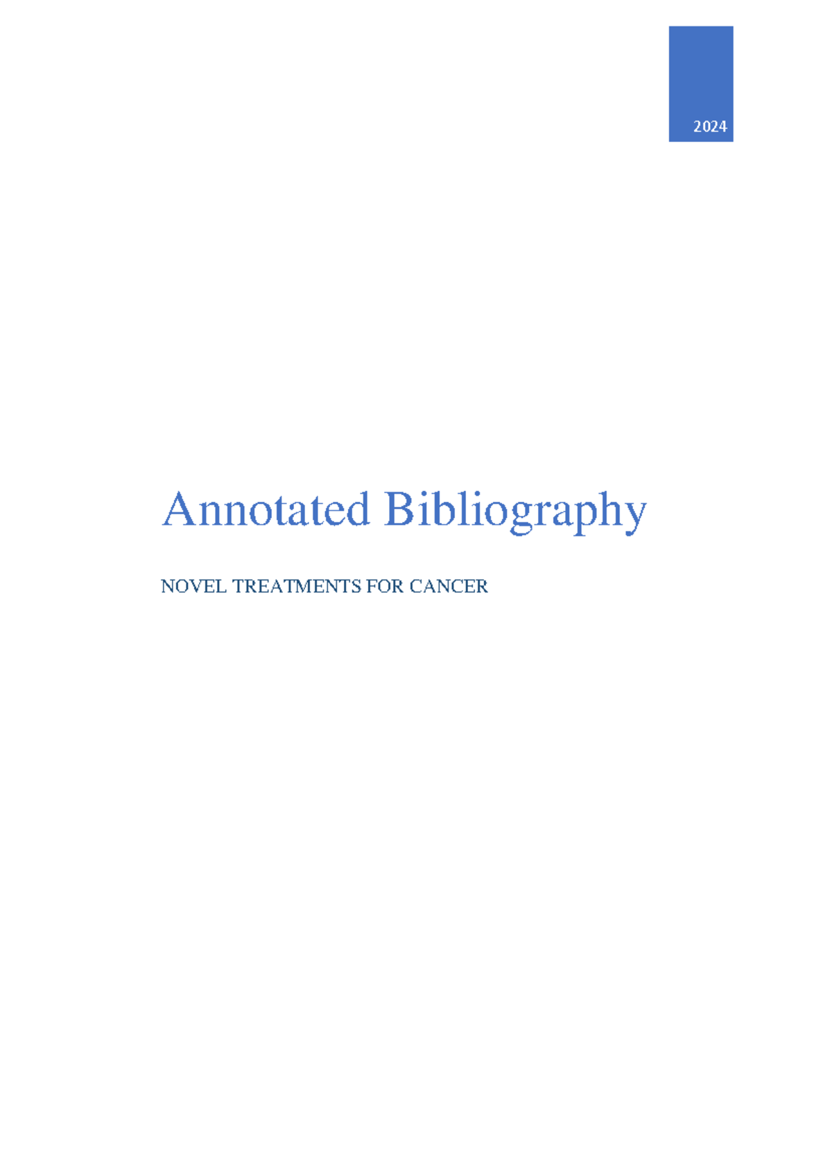 HBM1002 - Annotated bibliography, Novel treatments for cancer - 2024 ...