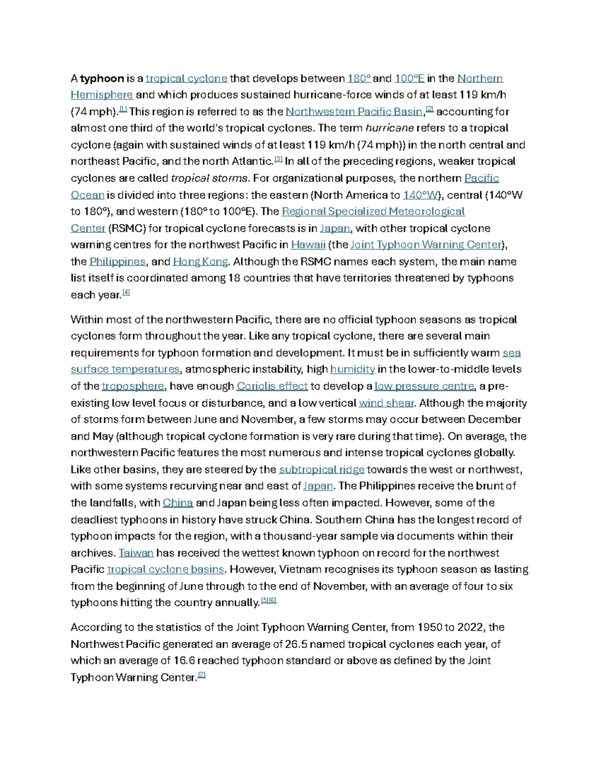 Typhoons - An essayabout typhoon - A typhoon is a tropical cyclone that ...
