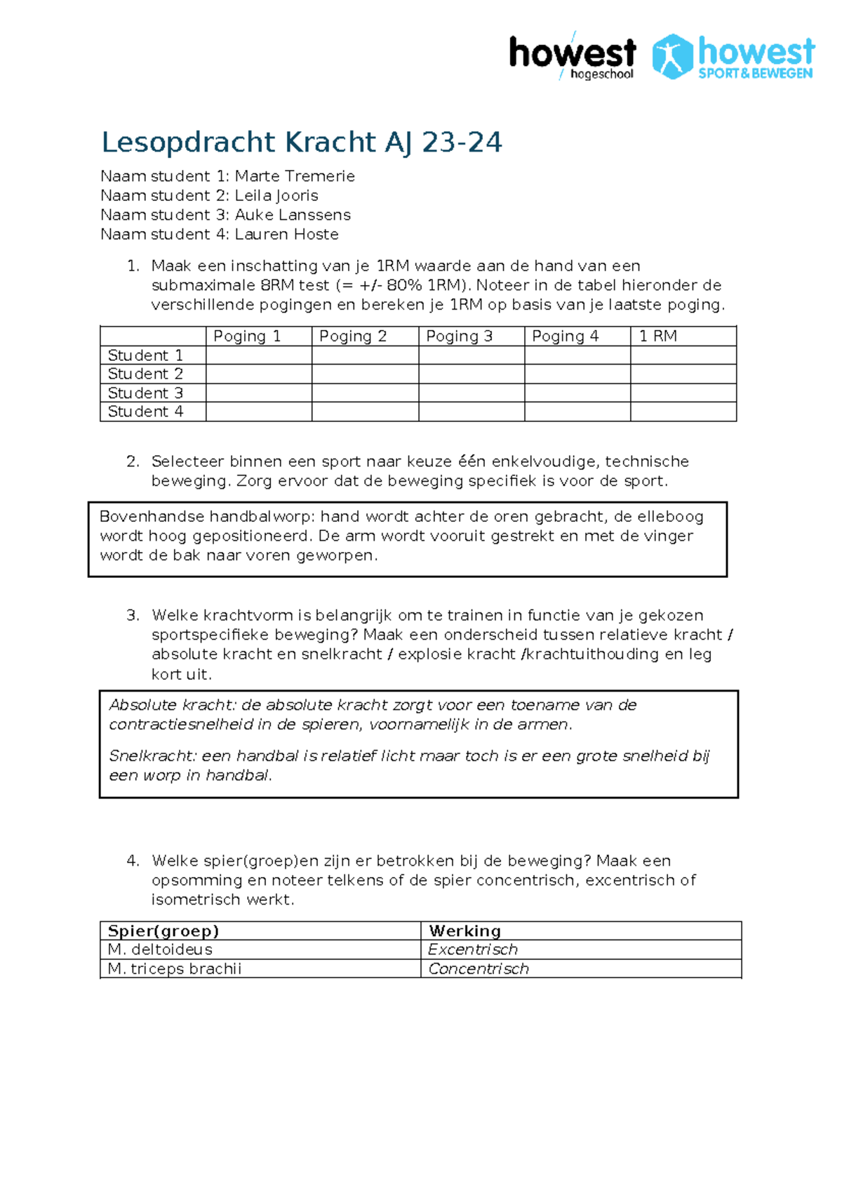 Lesopdracht Kracht - Maak een inschatting van je 1RM waarde aan de hand ...