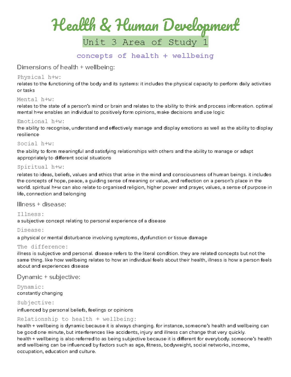 Unit 3 AOS 1 - These are the full course Health and Human Development ...