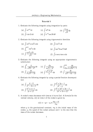 Tutorial 12 - engr Engineering Mathematics Tutorial 12 Calculate the surface area of: (a) that ...