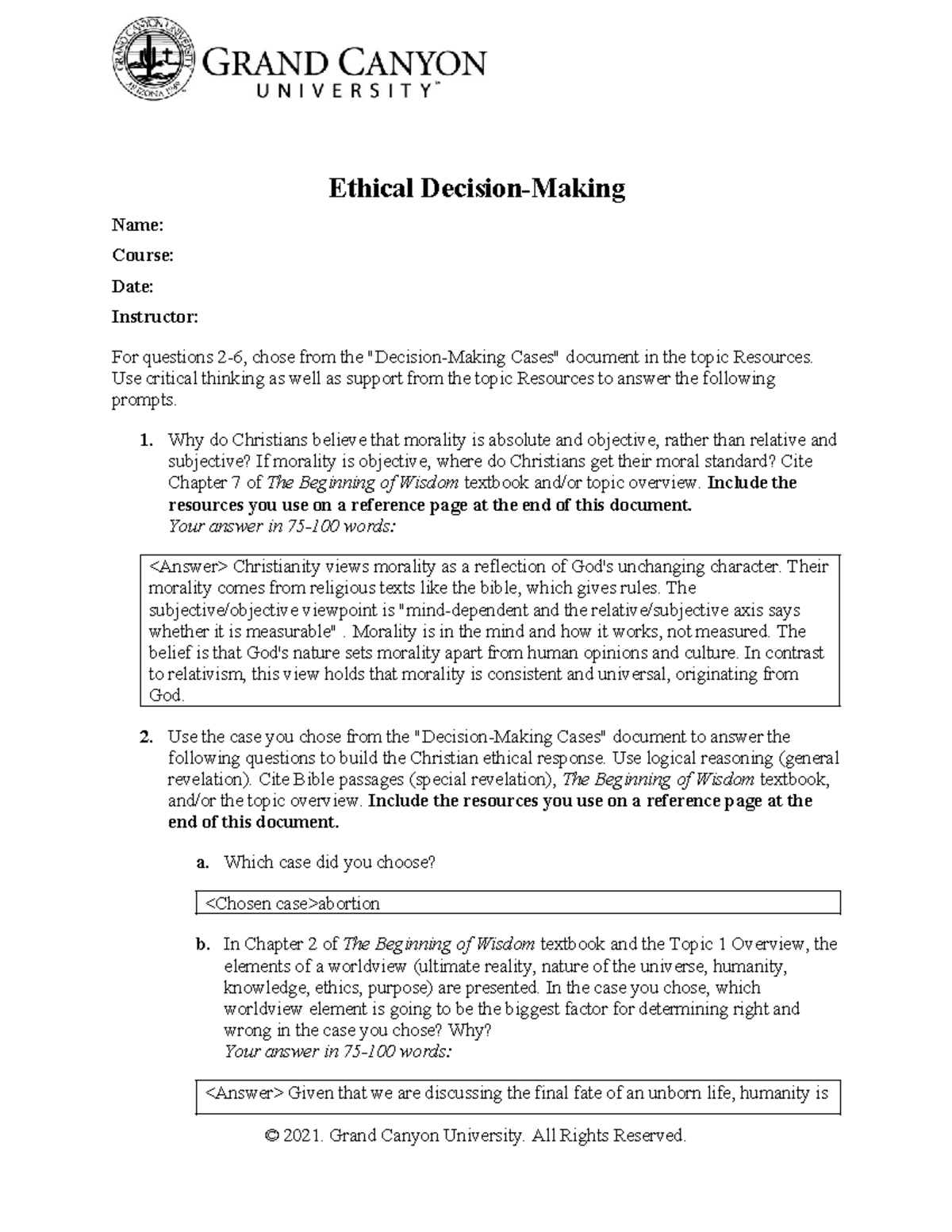 CWV 101 301 RS T6 T7Ethical Decision Making - Ethical Decision-Making ...