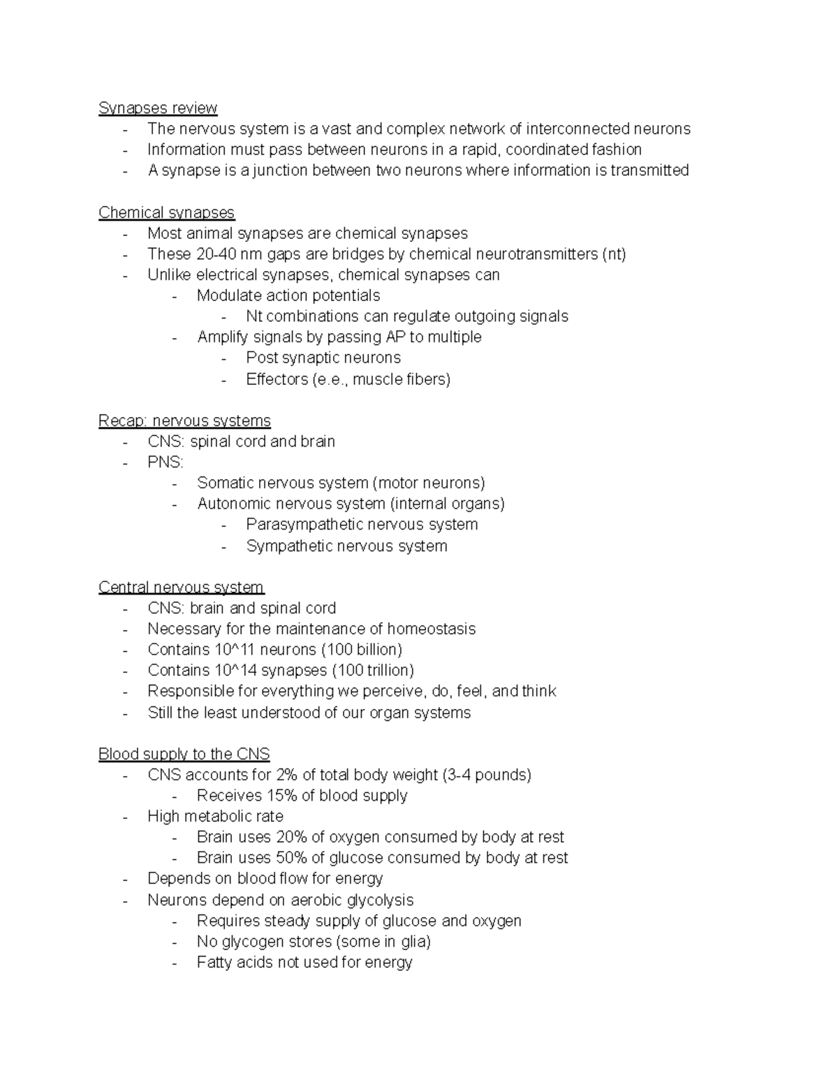 Lecture 5 (10) - Synapses review - The nervous system is a vast and complex network of - Studocu