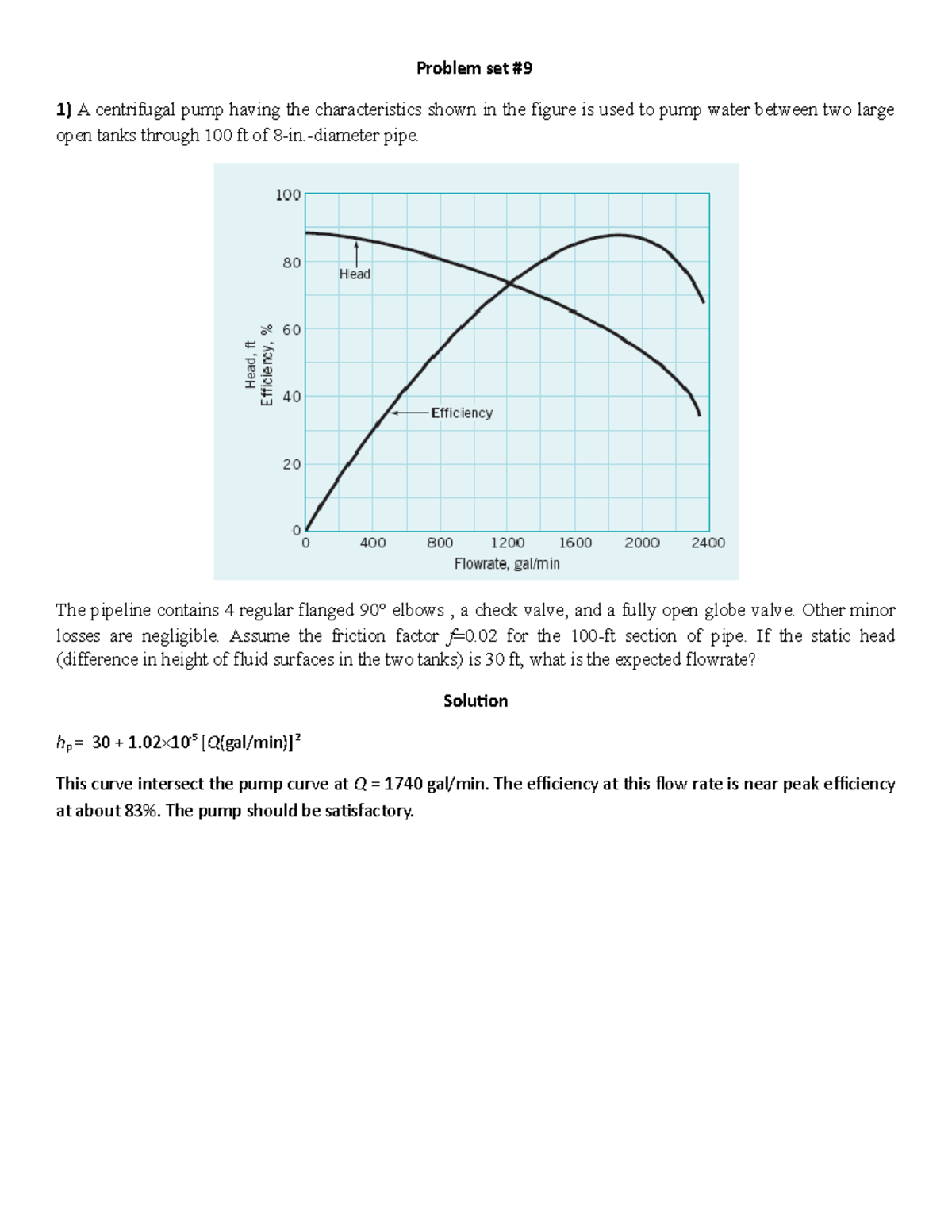 Set9ans 12 - FLUIDS - Problem set # 1) A centrifugal pump having the ...