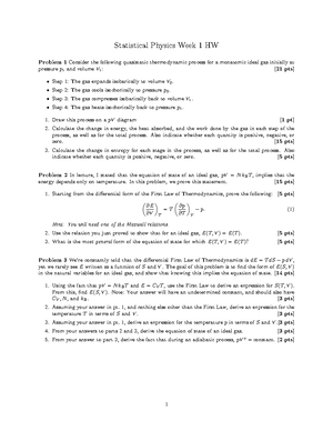 Week 5 HW - Stat Phys HW - Statistical Physics Week 5 HW Due Friday 14 February (♥♥♥Valentine’s ...