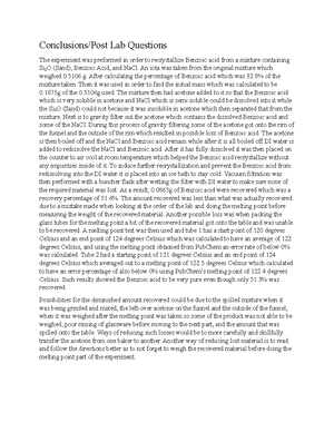 Conclusions lab 4 - Organic chem lab report for the 4th lab ...