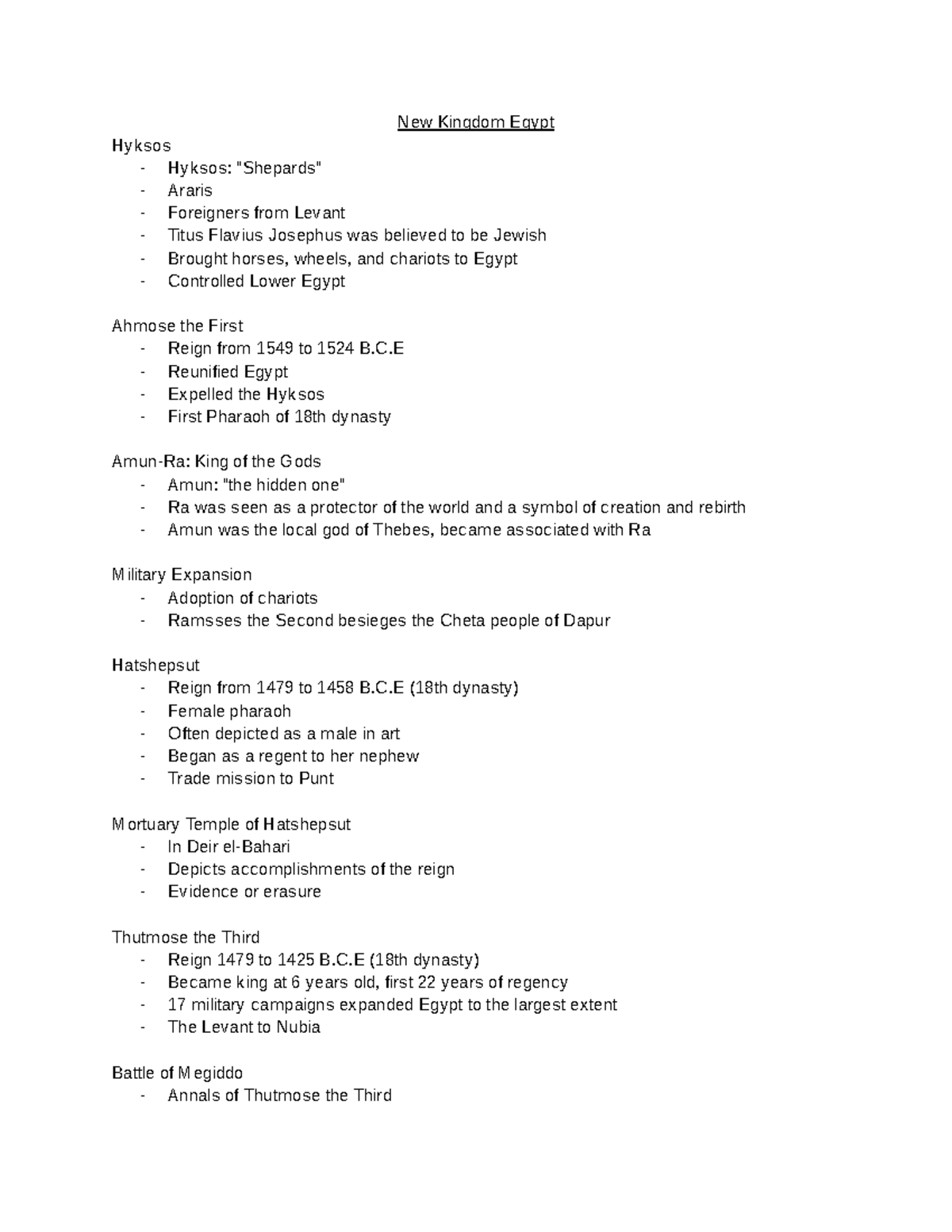 New Kingdom Egypt - Google Docs - New Kingdom Egypt Hyksos Hyksos ...