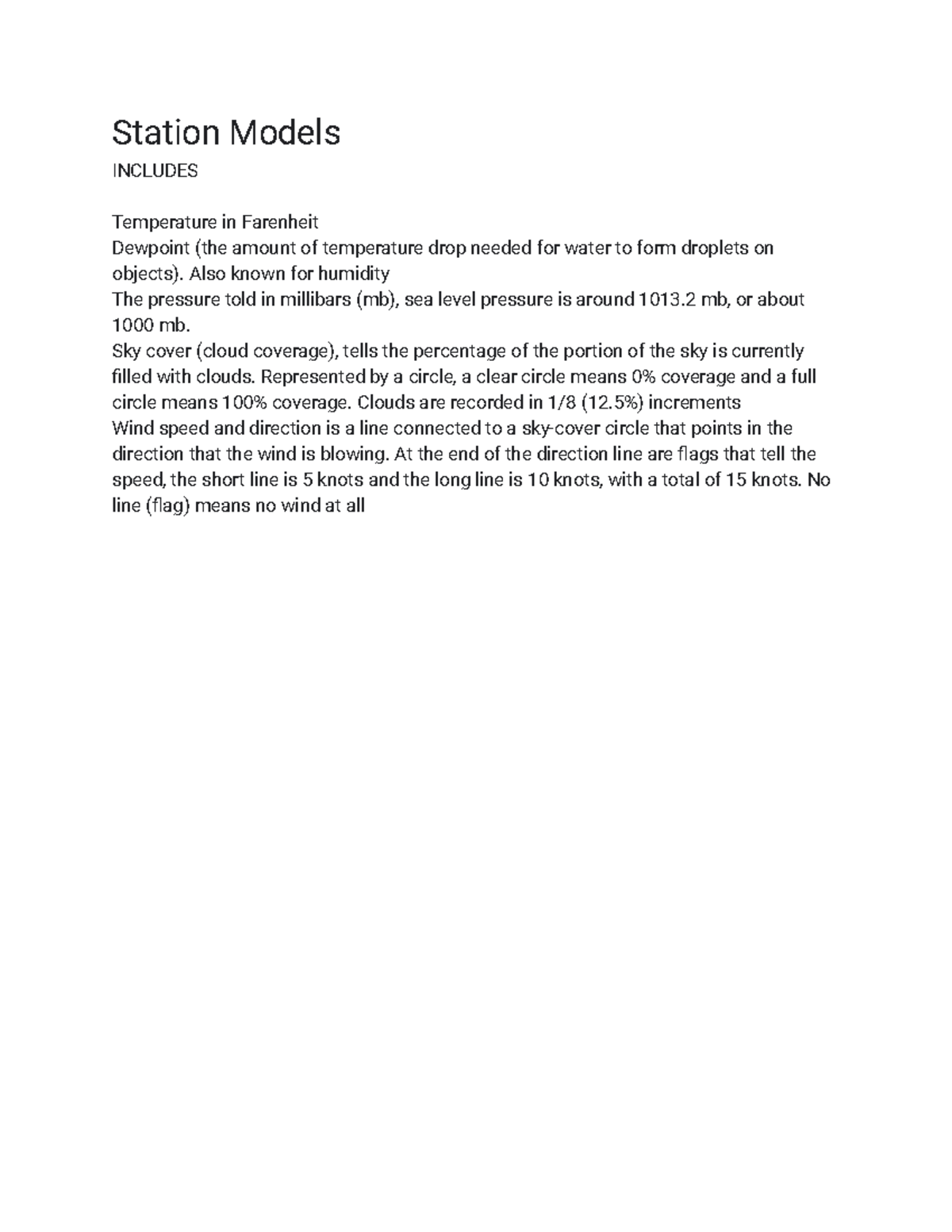 Station Models - Station Models INCLUDES Temperature in Farenheit ...