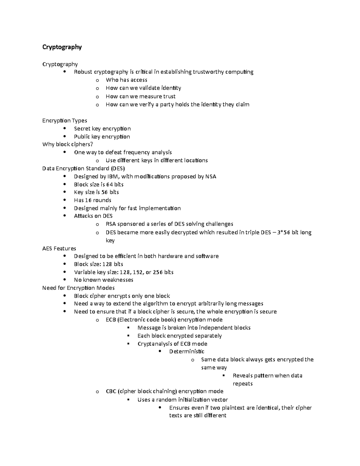 Cryptography - Prof. Kharraz - week 2 - Cryptography Cryptography Robust cryptography is ...