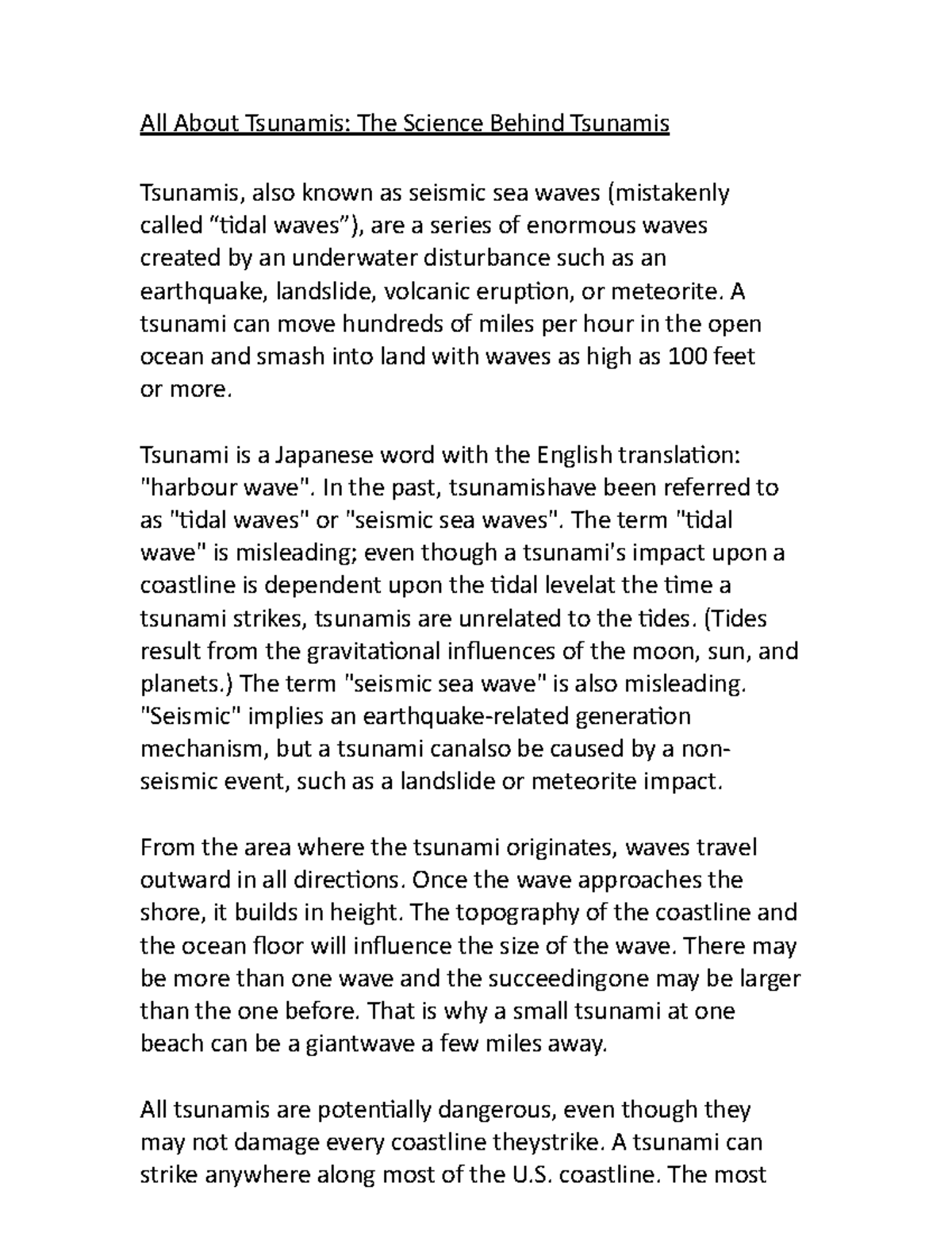 Geography assignment - All About Tsunamis: The Science Behind Tsunamis ...
