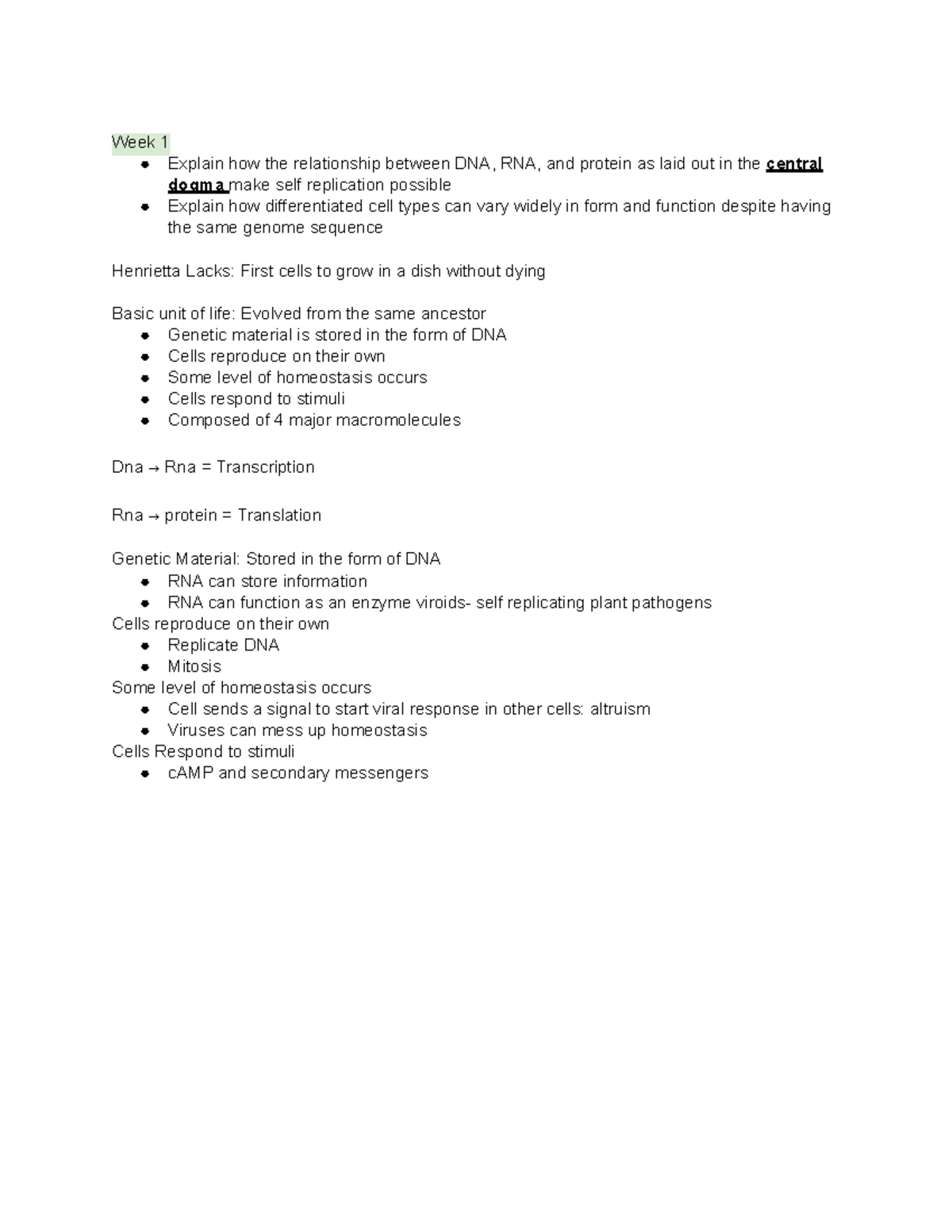 molecular genetics Unit 1 - Week 1 Explain how the relationship between ...