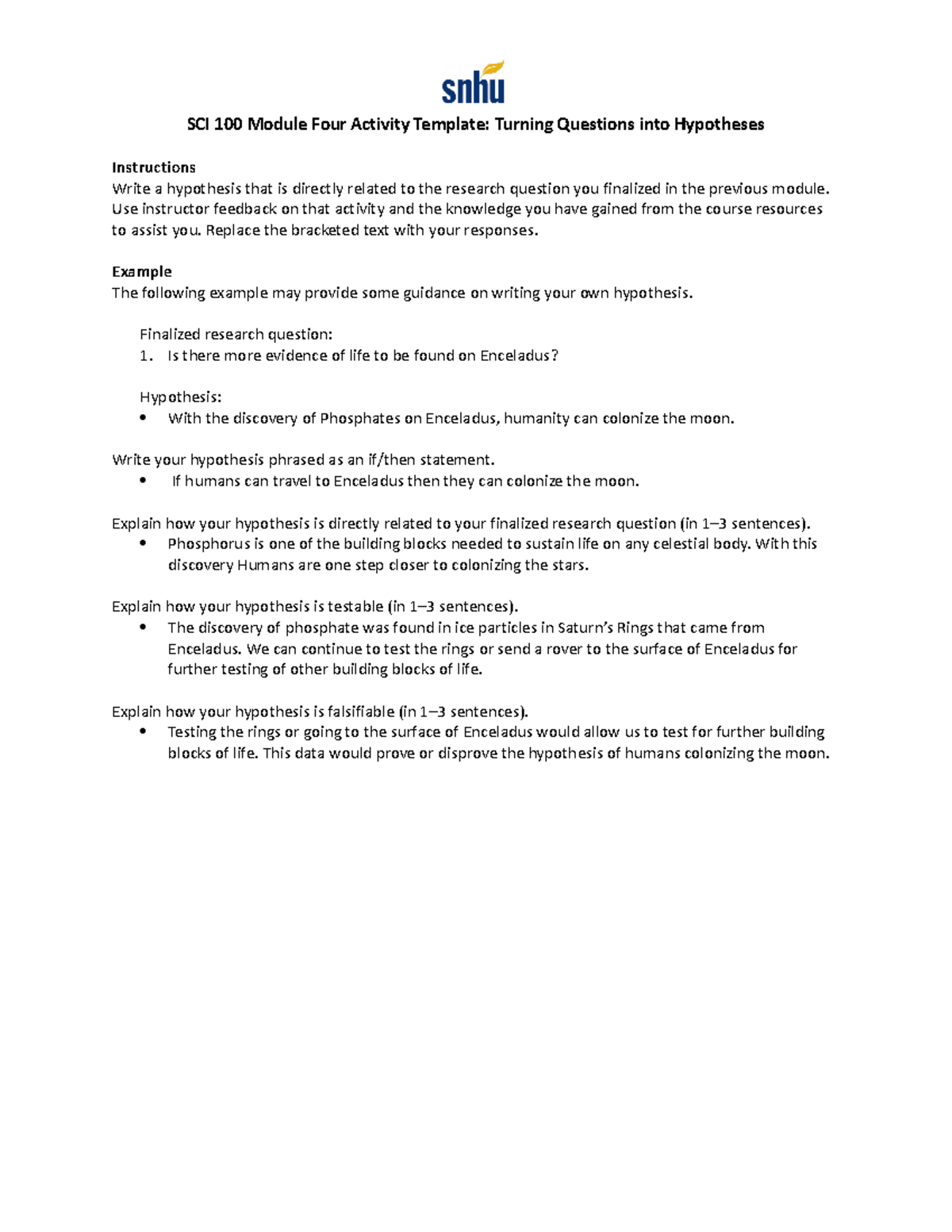 Module Four Activity - Langley - SCI 100 Module Four Activity Template ...