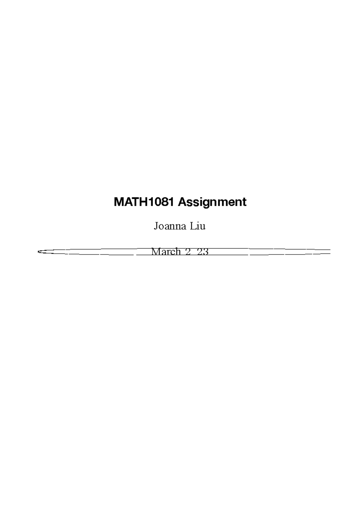 Math1081 assignment - MATH1081 Assignment Joanna Liu March 2023 Question 1 i a) Prove that there ...