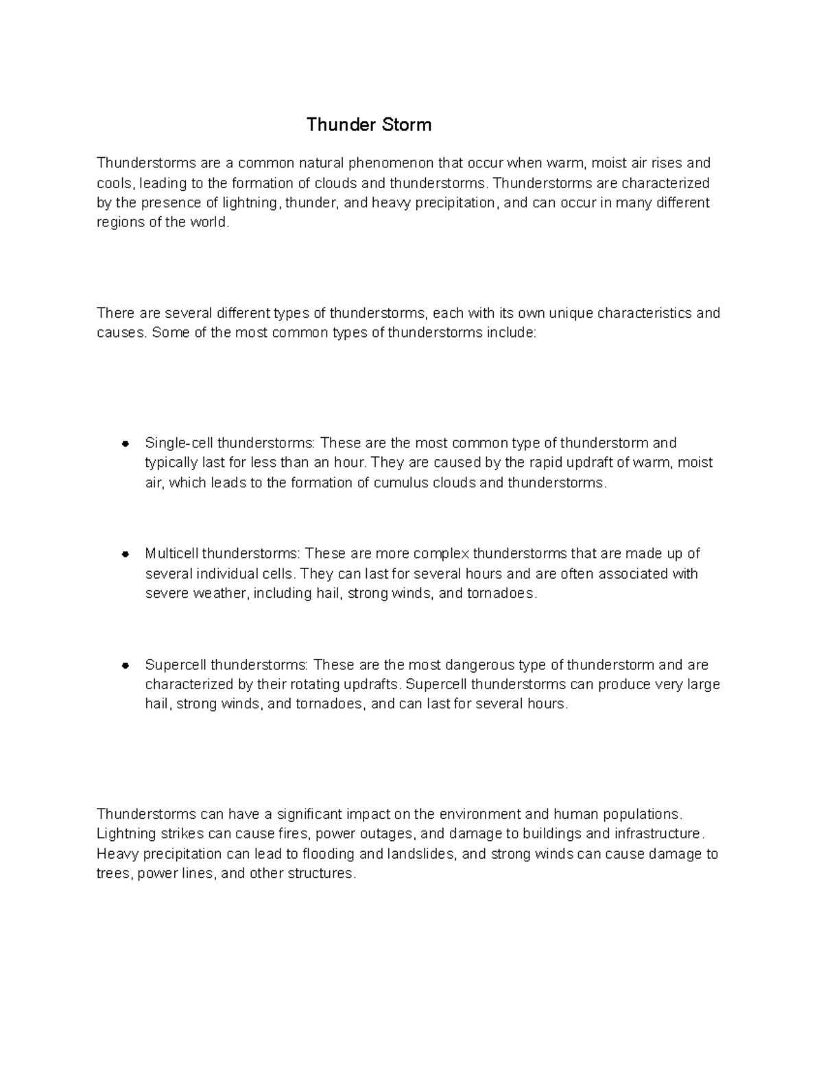 Thunder storm - Thunder Storm Thunderstorms are a common natural ...