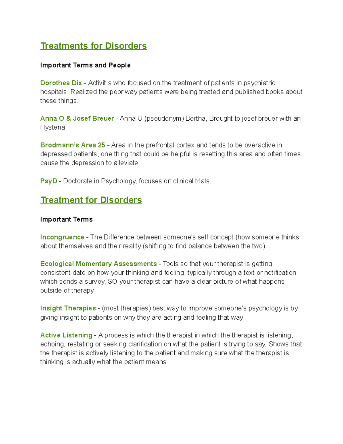 Chapter 16 - Treatment of Psychological Disorders - Treatments for ...