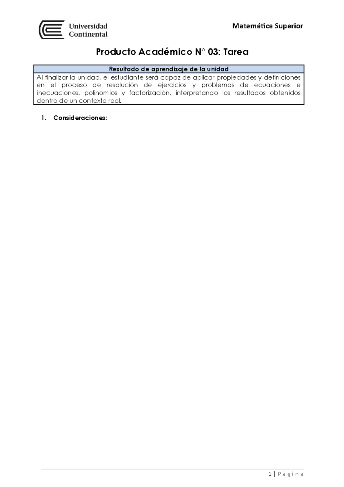 PA3 2022 20 - Producto Académico N° 03: Tarea Resultado de aprendizaje de la unidad Al finalizar ...
