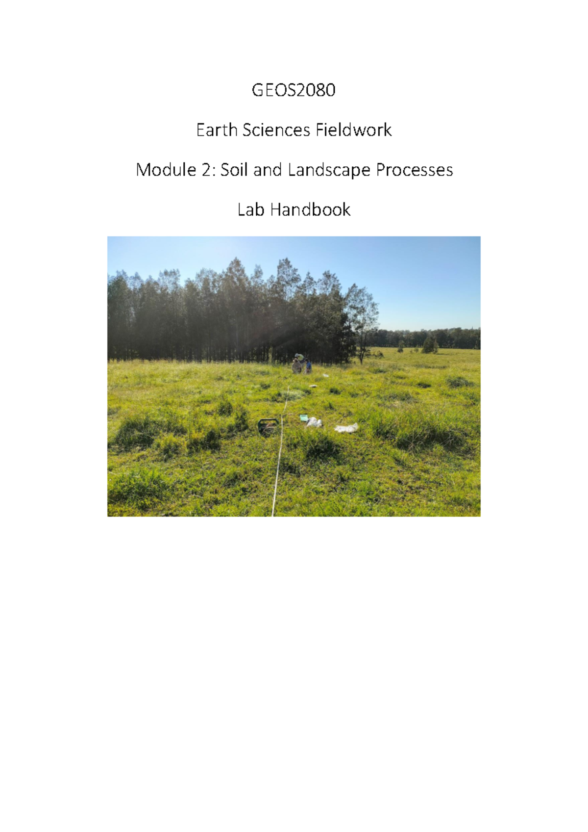 GEOS2080 Module 2 Lab Handbook - GEOS Earth Sciences Fieldwork Module 2 ...
