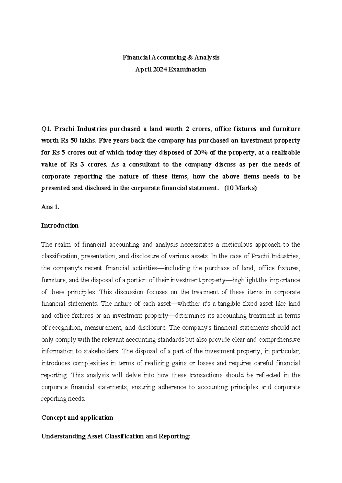 Financial Accounting & Analysis AP - Financial Accounting & Analysis ...