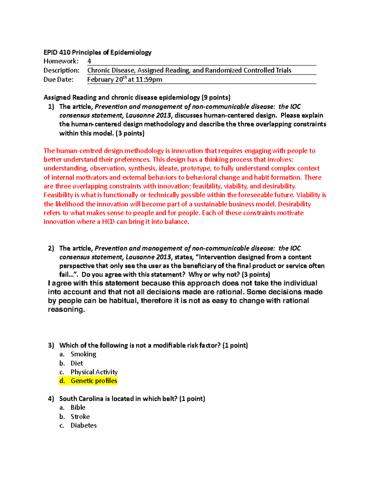 HW 4 For Students - EPID 410 Principles of Epidemiology Homework: 4 ...