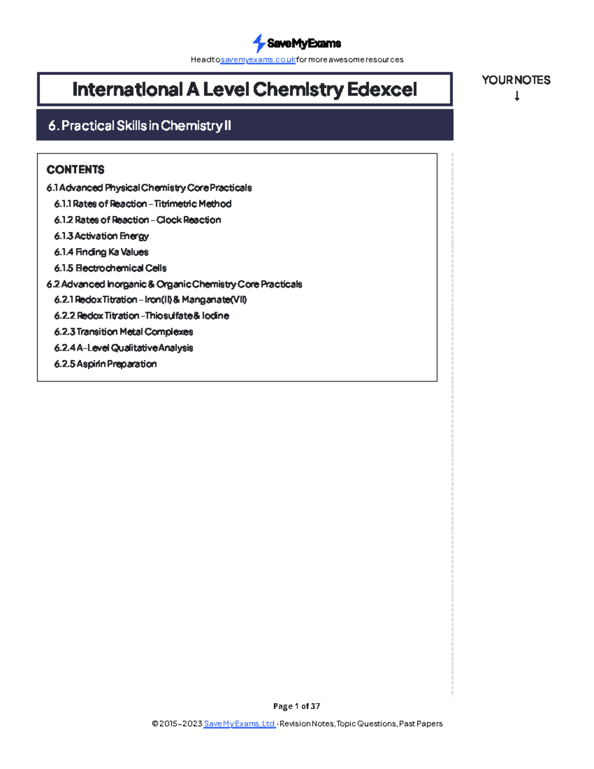 6 - A level chemistry notes - Page 1 of 37 International A Level ...