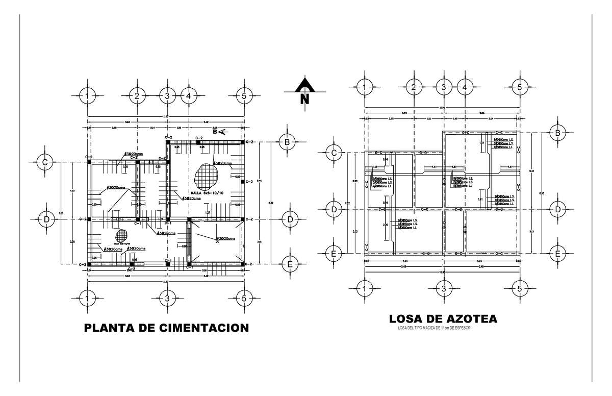 ARQUITECTONICOS - PLANTA DE CIMENTACION 1 D 3 C 1 2 3 4 D E T - 5 B 5 B ...