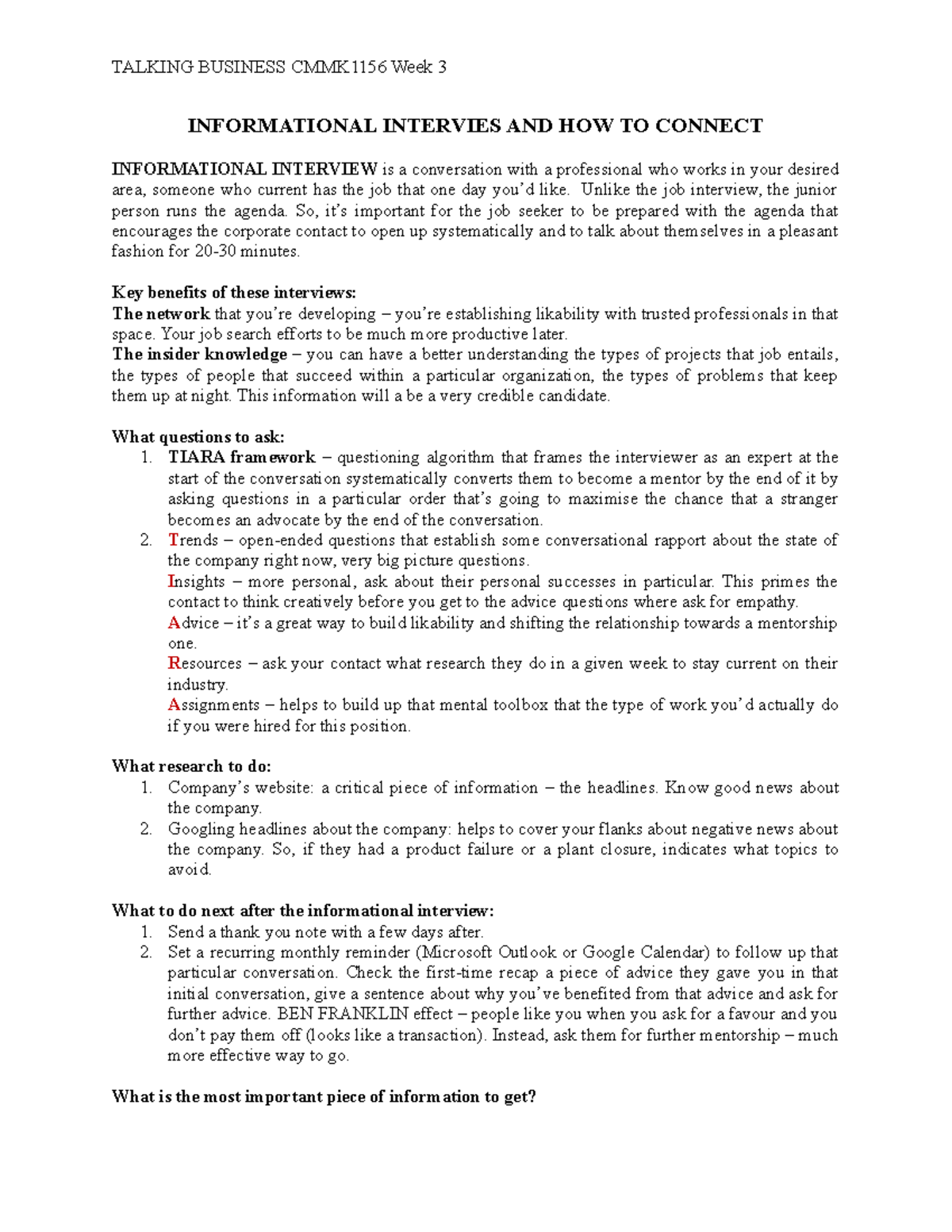 Informational Interviews AND HOW TO Connect - TALKING BUSINESS CMMK1156 ...