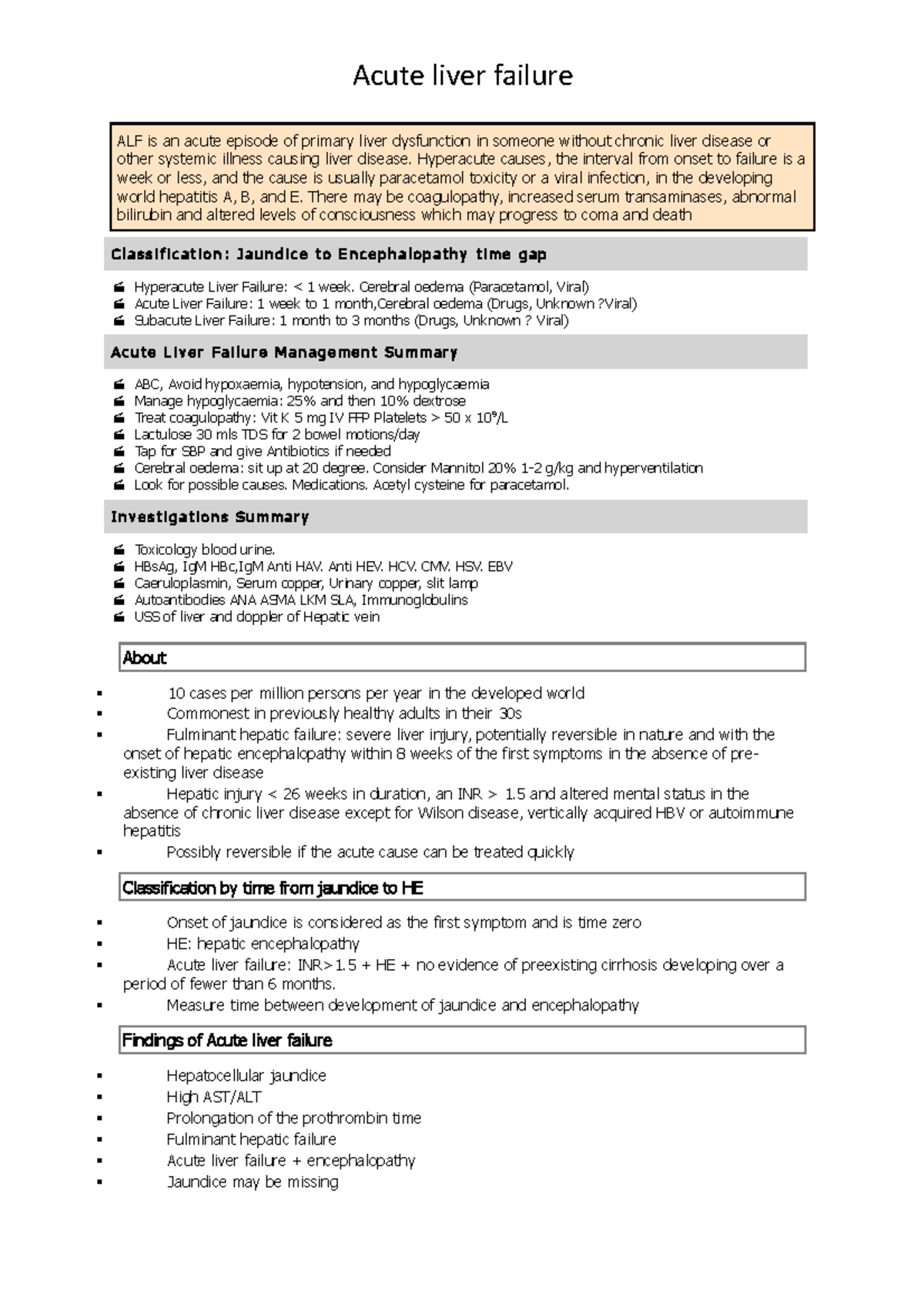 acute liver failure - ALF is an acute episode of primary liver ...