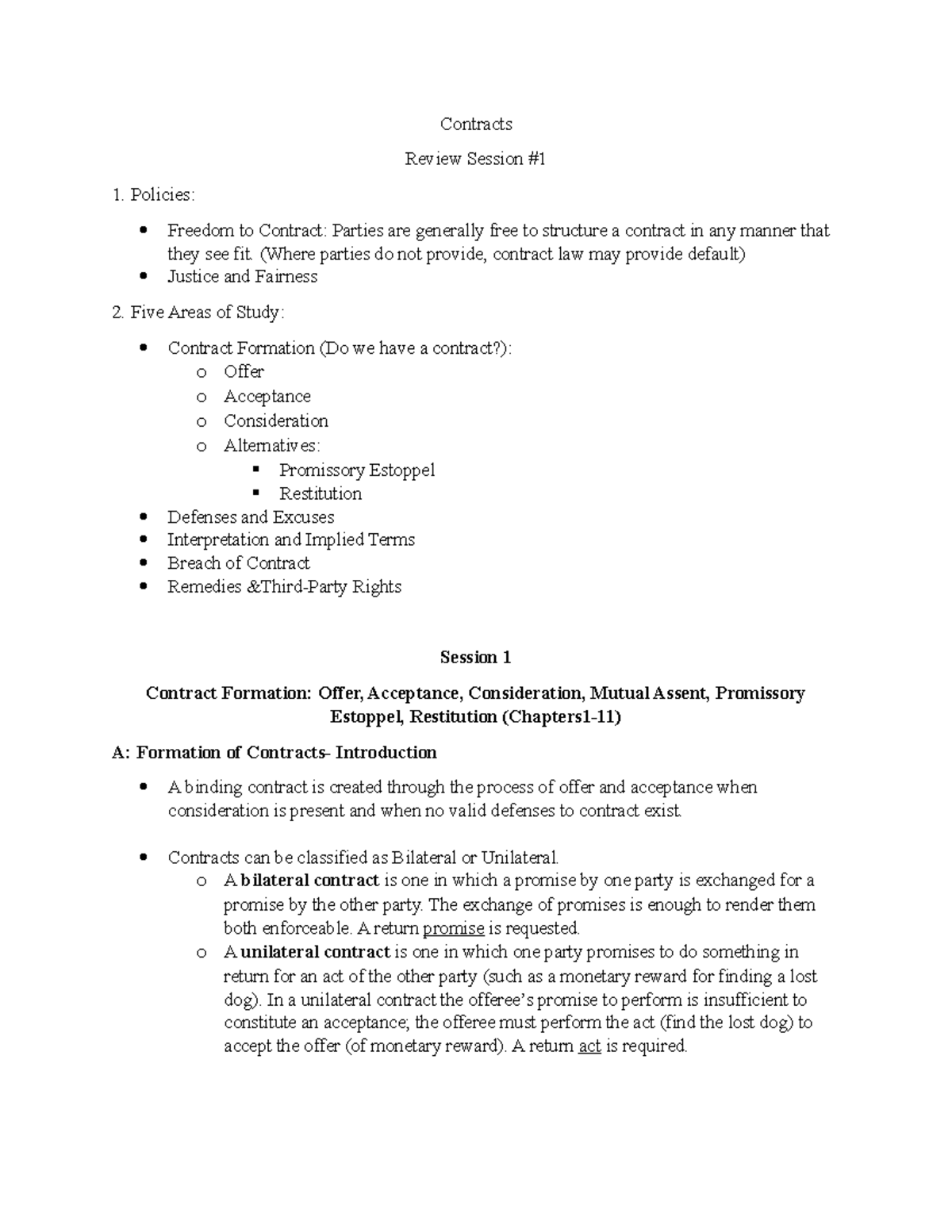 Contracts Review Session - Contracts Review Session # Policies: Freedom ...