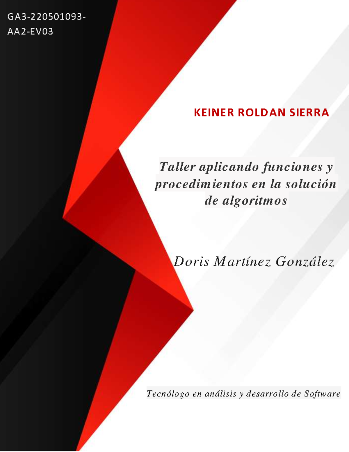 GA3 220501093 AA2 EV03 - Informe - Taller aplicando funciones y ...