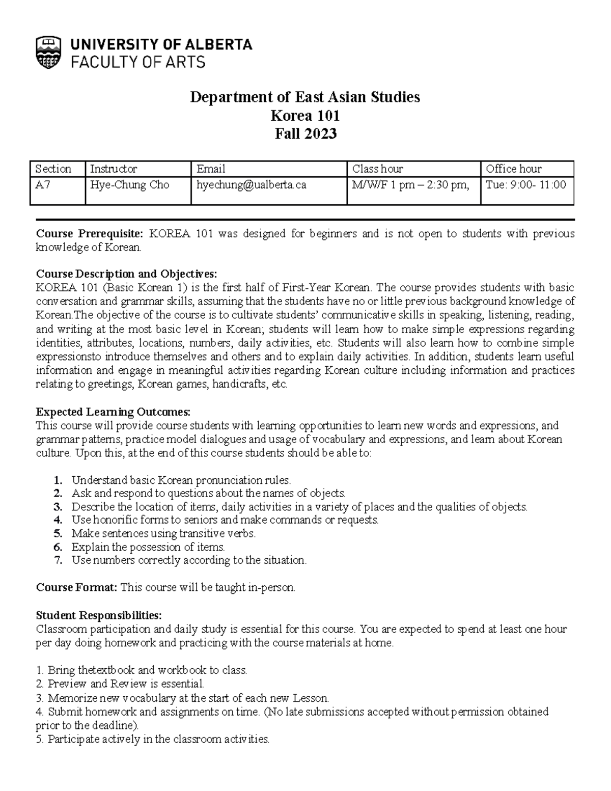 Korea101 syllabus - Department of East Asian Studies Korea 101 Fall ...