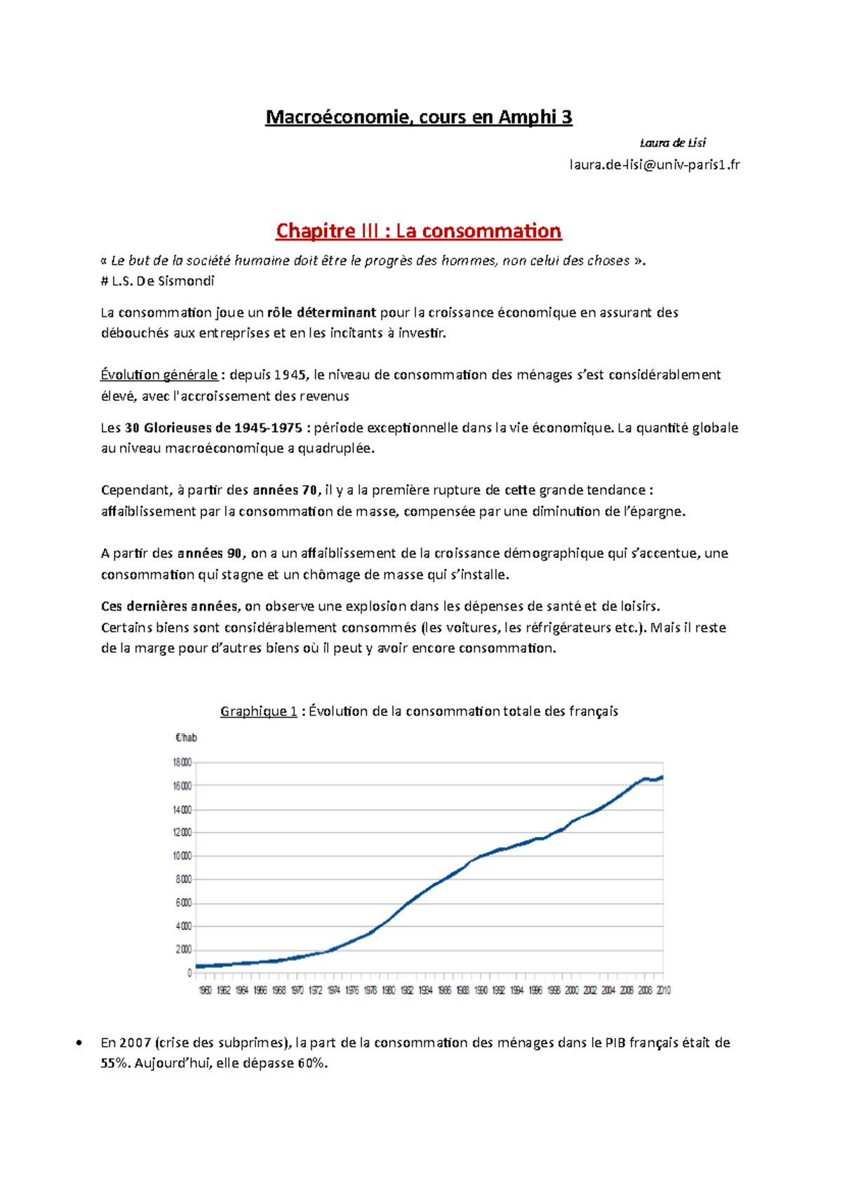 Macroéconomie cours 3 (mercredi 04 octobre) Amphi N - Macroéconomie ...