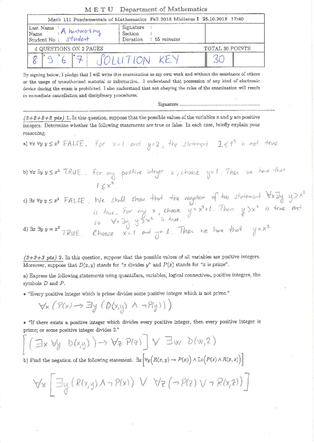 Past Midterm Exam - METU Department of Mathematics Math Fundamentals of ...