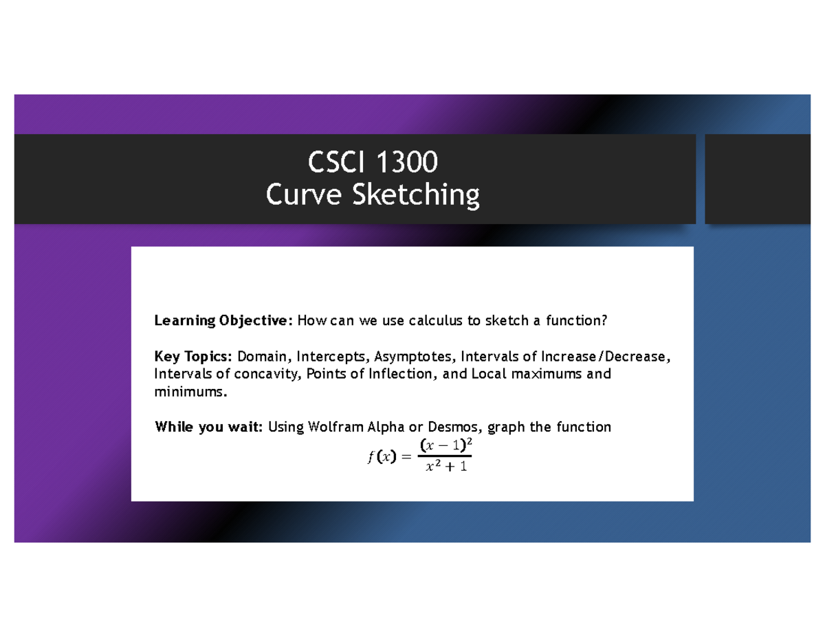 Curve Sketching - This course is an introduction to calculus with ...