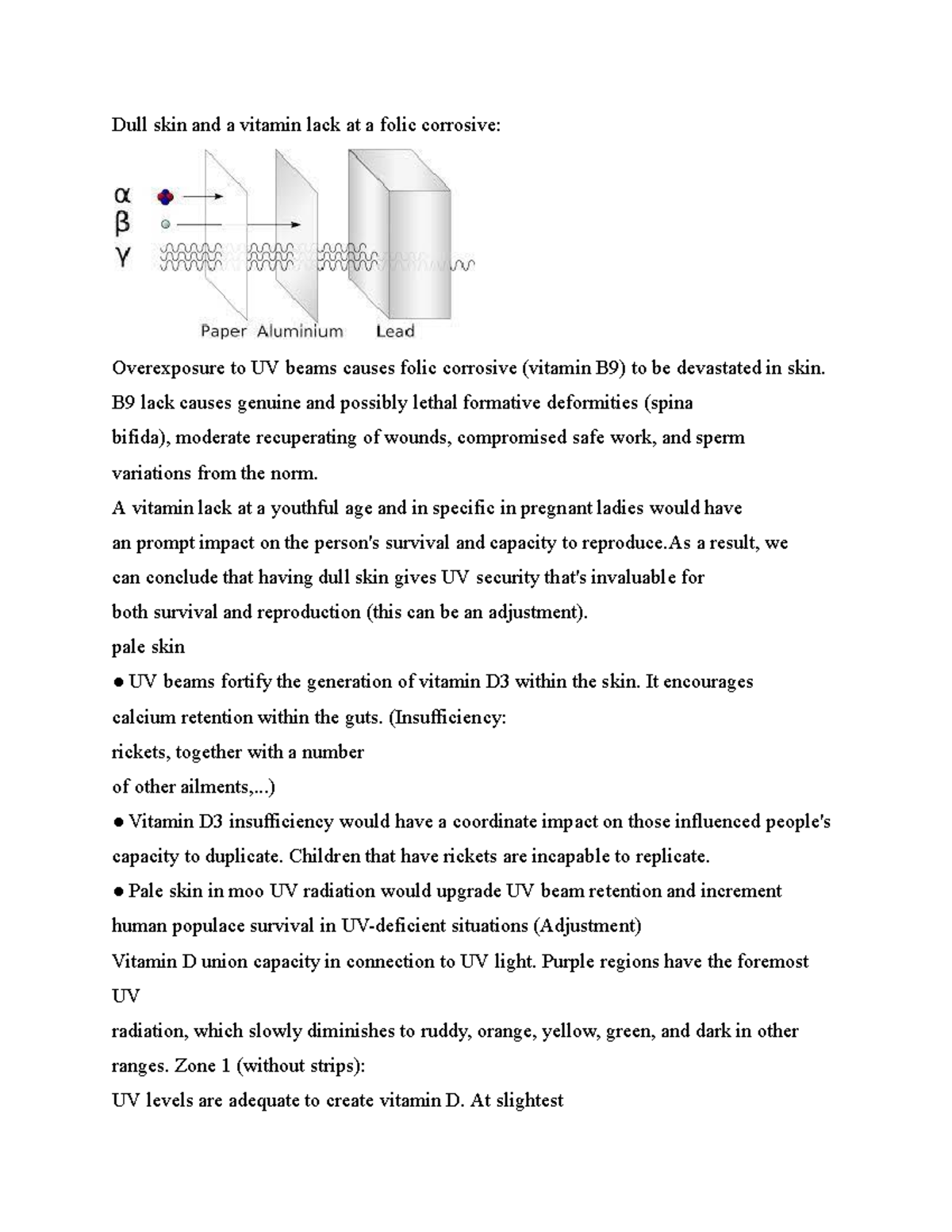 Radiatiom - lecture note - Dull skin and a vitamin lack at a folic ...