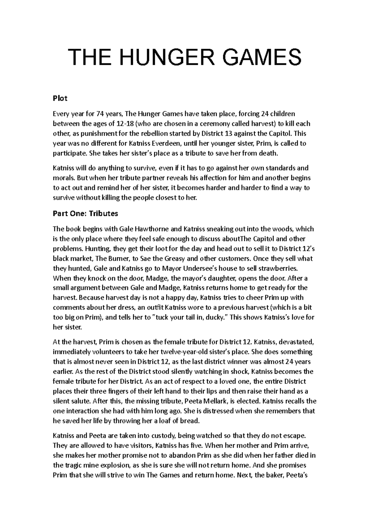 Voluntaris 1r Trimestre - THE HUNGER GAMES Plot Every year for 74 years ...