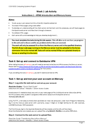 Outline modified - week 2 workout - Assignment 2 webpage Unit of Study ...