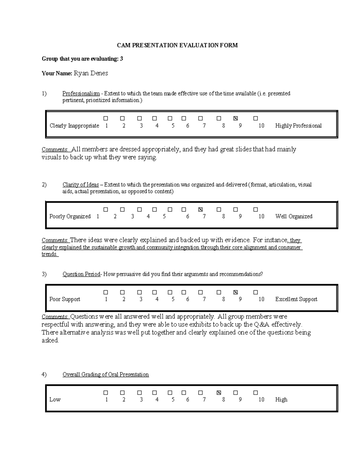 CAM Presentation - Peer Evaluation - group 3 - CAM PRESENTATION ...