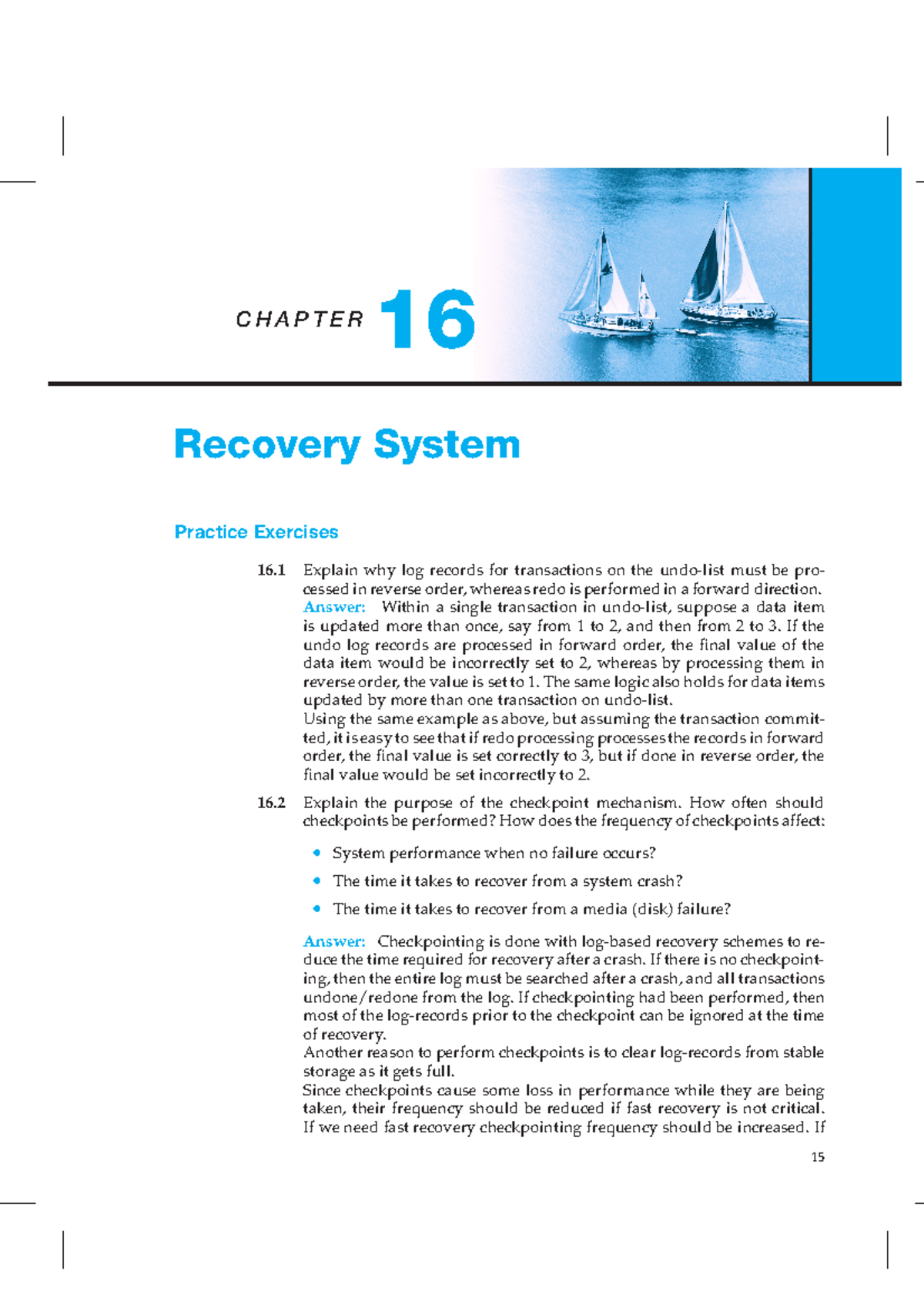 16s - Test - C H A P T E R 16 Recovery System Practice Exercises 16 ...