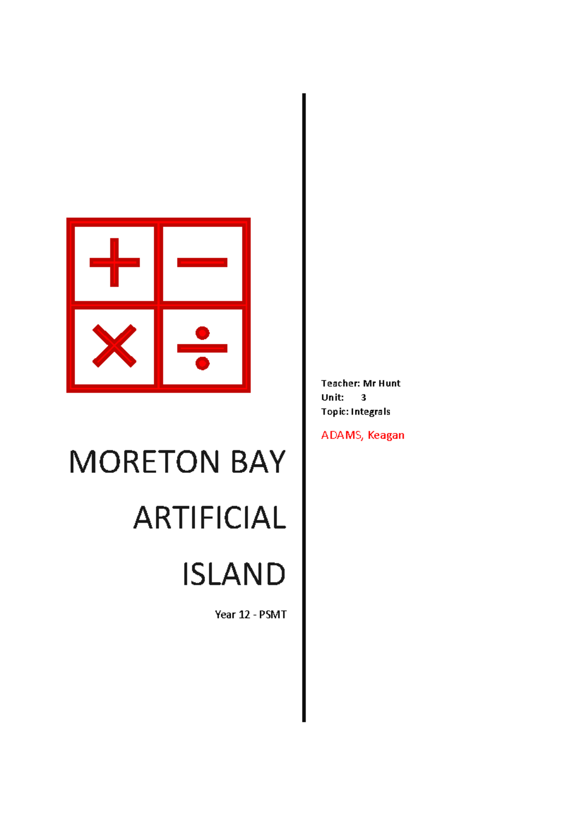 Year 12 unit 3 psmt - an B level example - MORETON BAY ARTIFICIAL ...