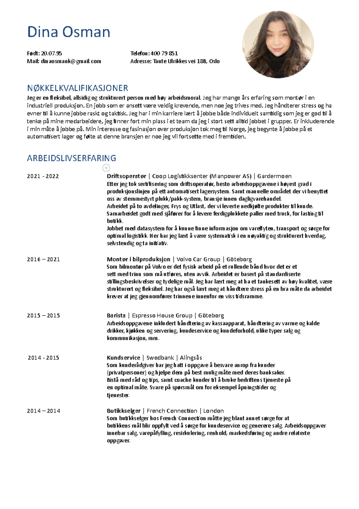 CV-Dina Osman CV - ssssssssssssssssss - 1FE170 - Studocu