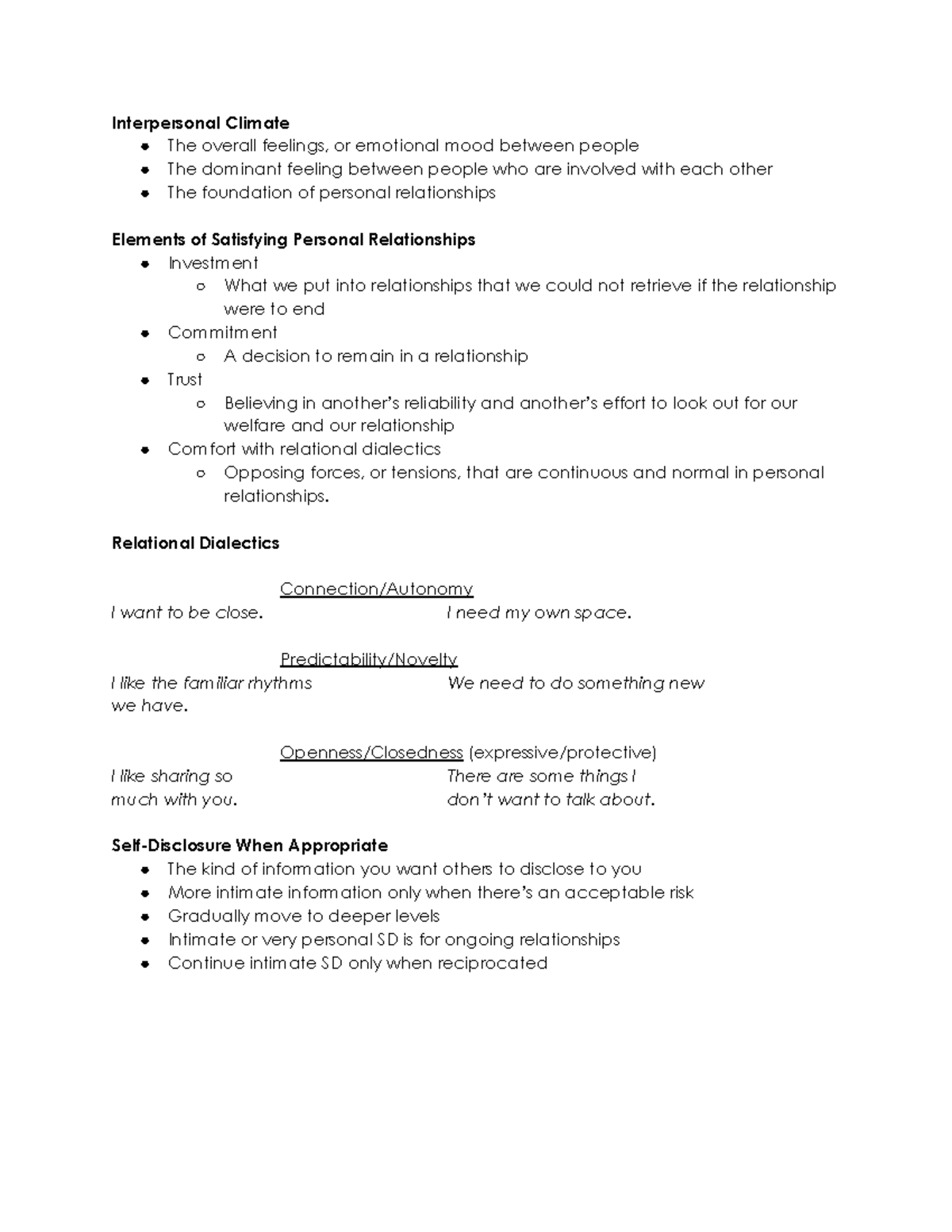 COM Ch. 8 - Shannon Roper - Interpersonal Climate The overall feelings ...