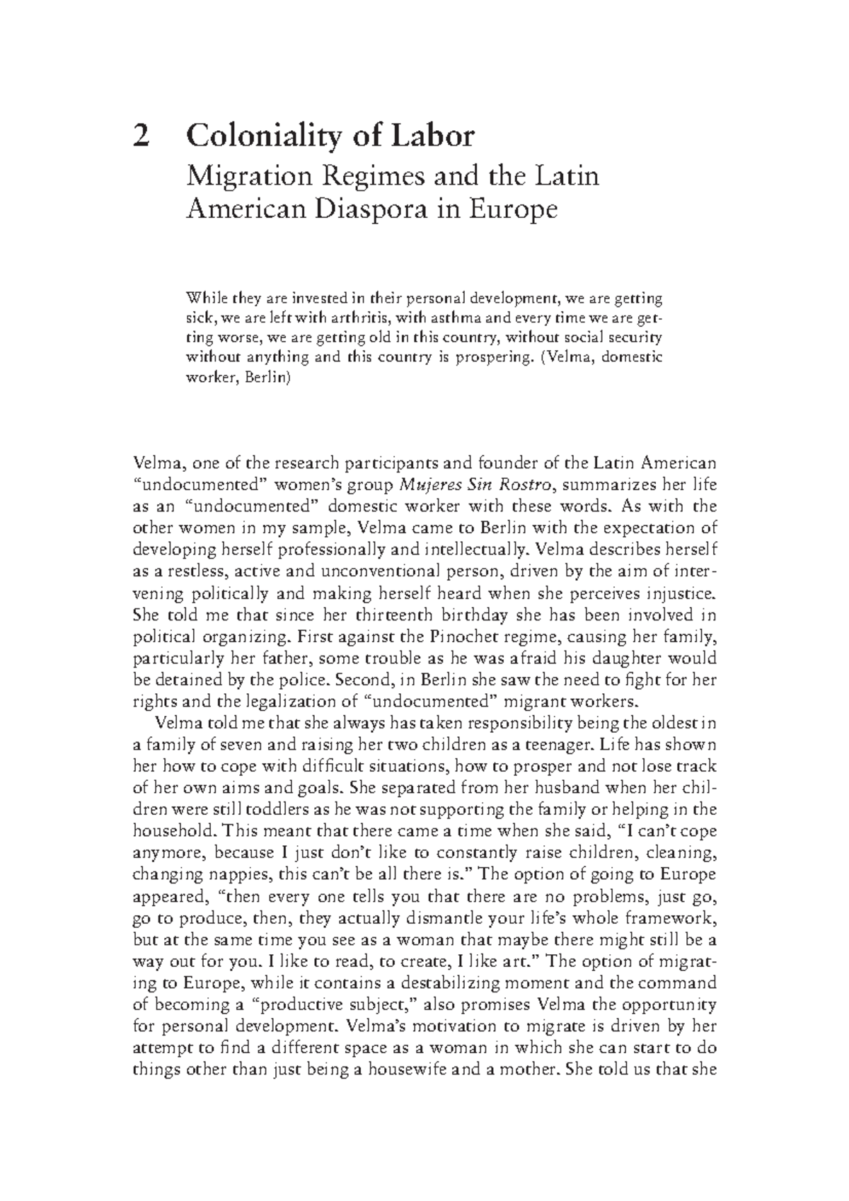 Coloniality of labour Migrant Domestic Work - 2 Coloniality of Labor ...