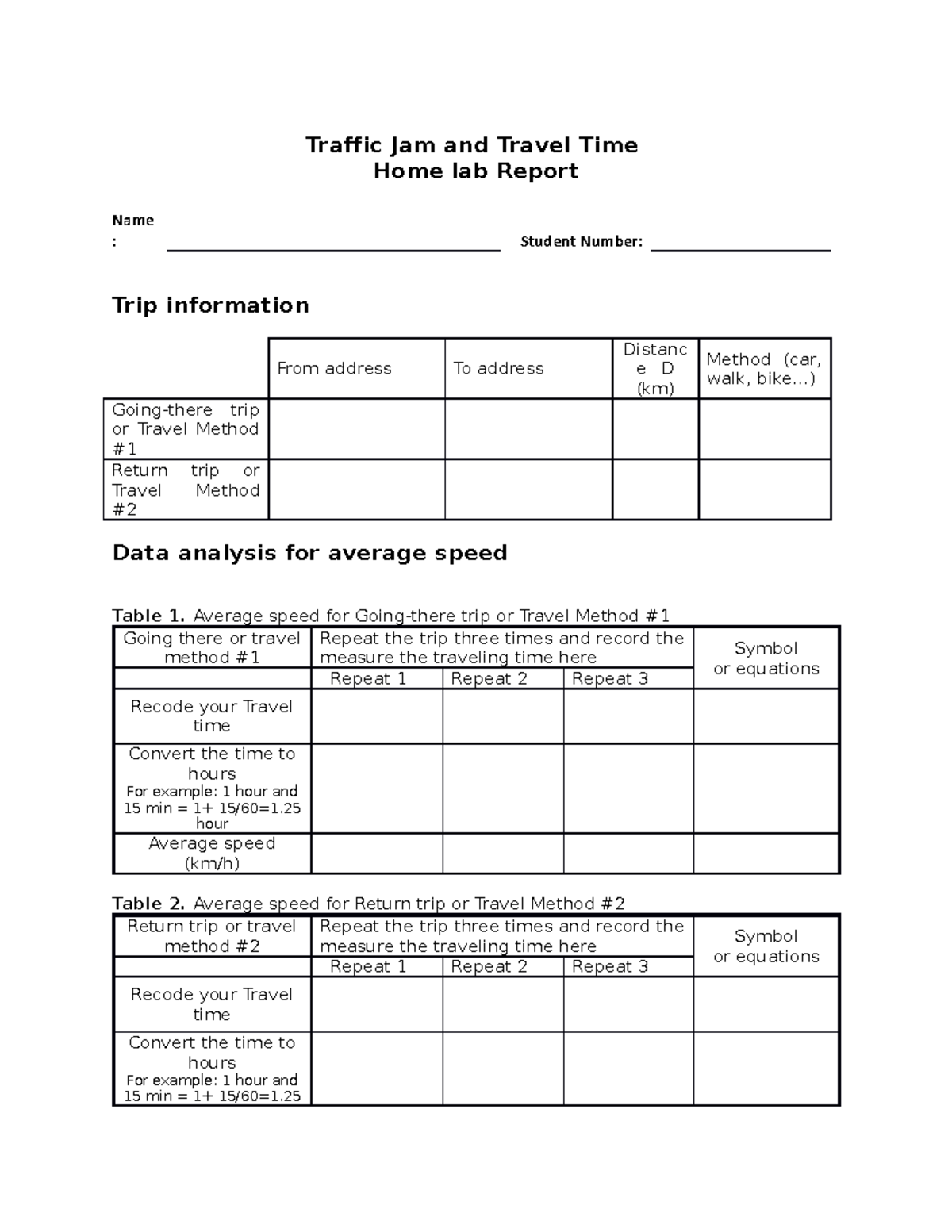 OPEM Lab Transporation Traffic Jams Lab Report - Traffic Jam and Travel ...