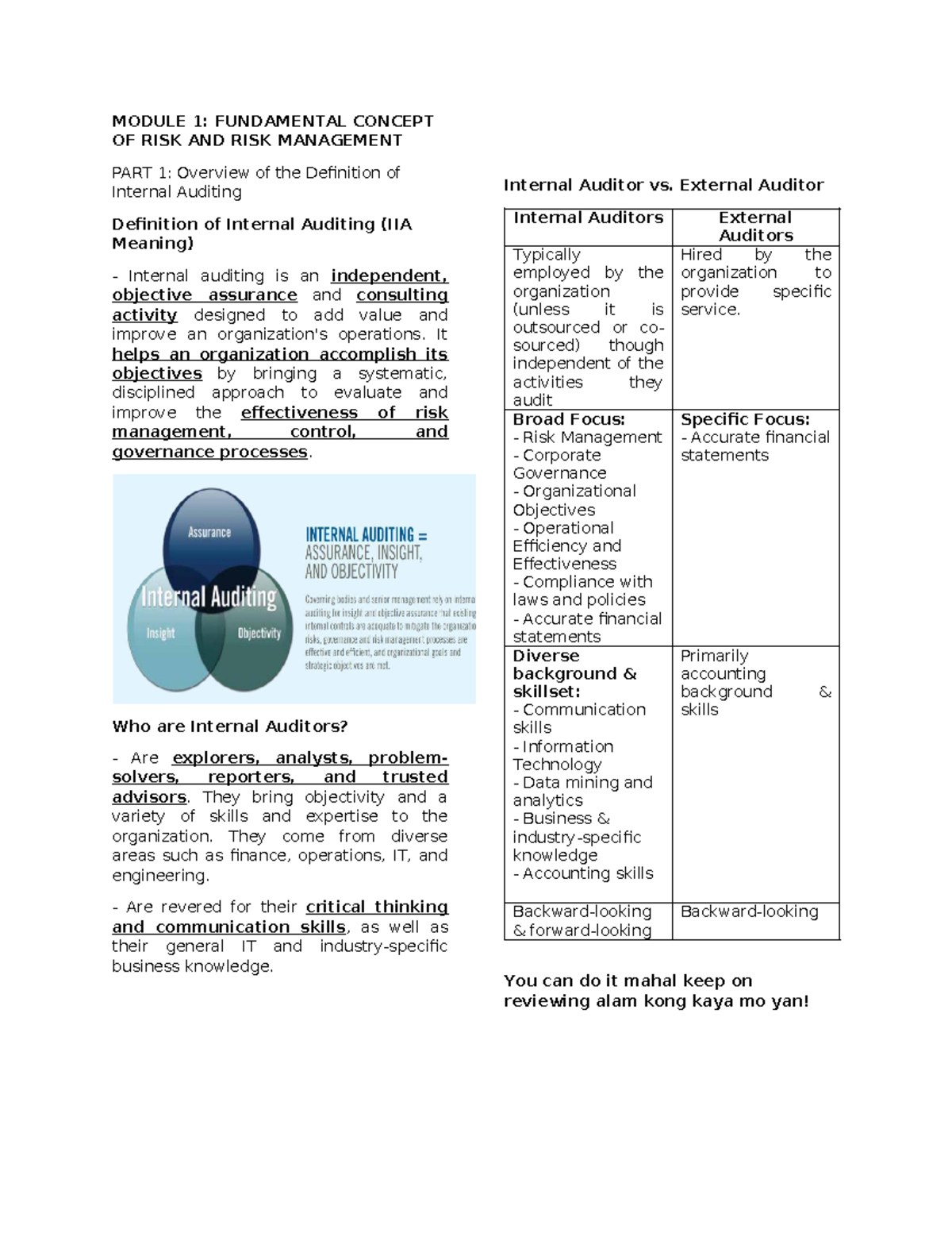 ERM Module 1 - MODULE 1: FUNDAMENTAL CONCEPT OF RISK AND RISK ...